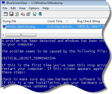 Bluescreenview Nirsoft How To Find What Causes Blue Screen Of Death